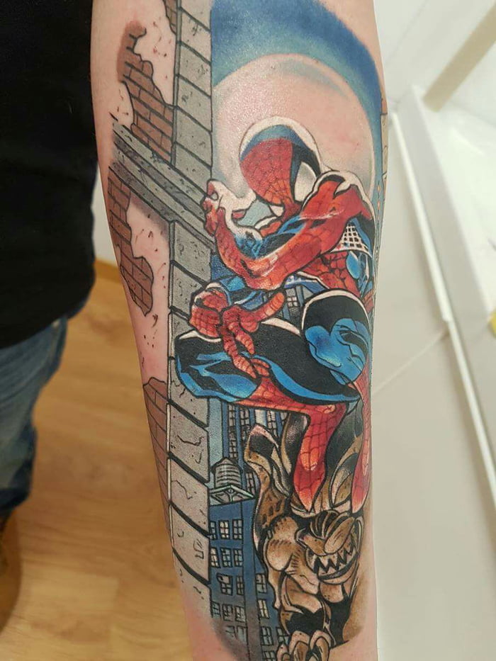 First tattoo, spidey is chillin' - 9GAG