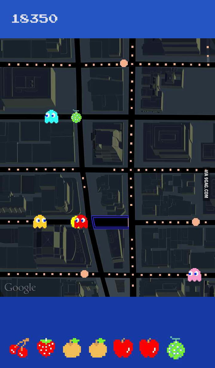 Google Maps: April Fool with Pacman - 9GAG
