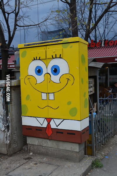 Sponge Bob street art - 9GAG