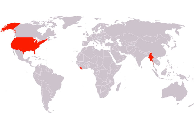 Map of countries that are not using the metric system - 9GAG
