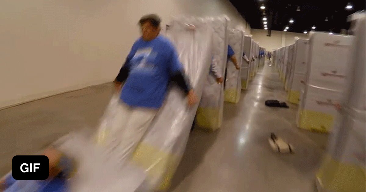 Human domino mattress chain - 9GAG