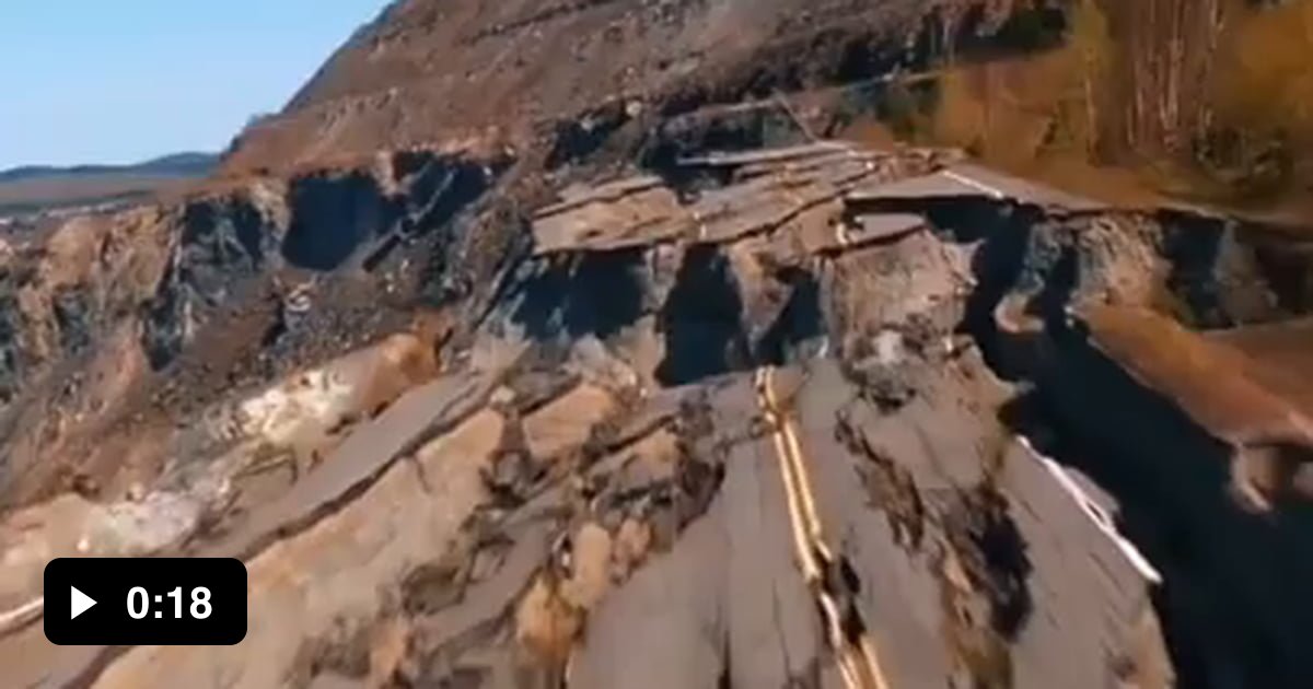 A road destroyed by a landslide in Canada - 9GAG