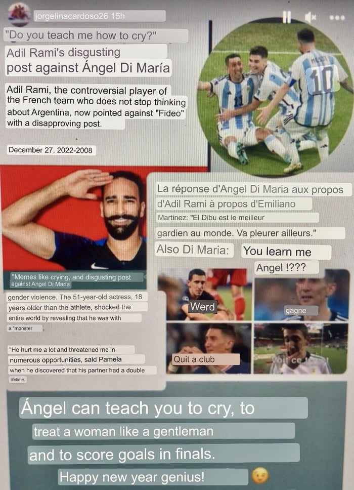 The response of Di Maria’s wife after French player Adil Rami mocked ...