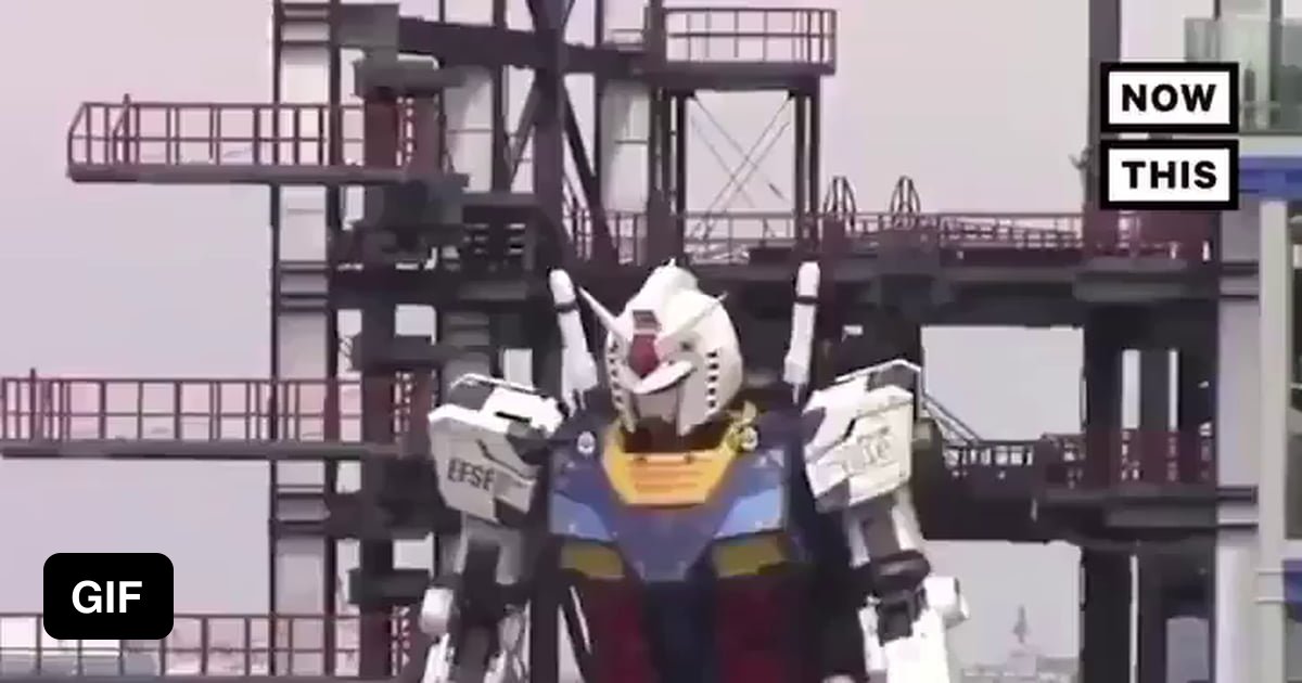 A life-sized Gundam robot making the first movement tests in Yokohama ...