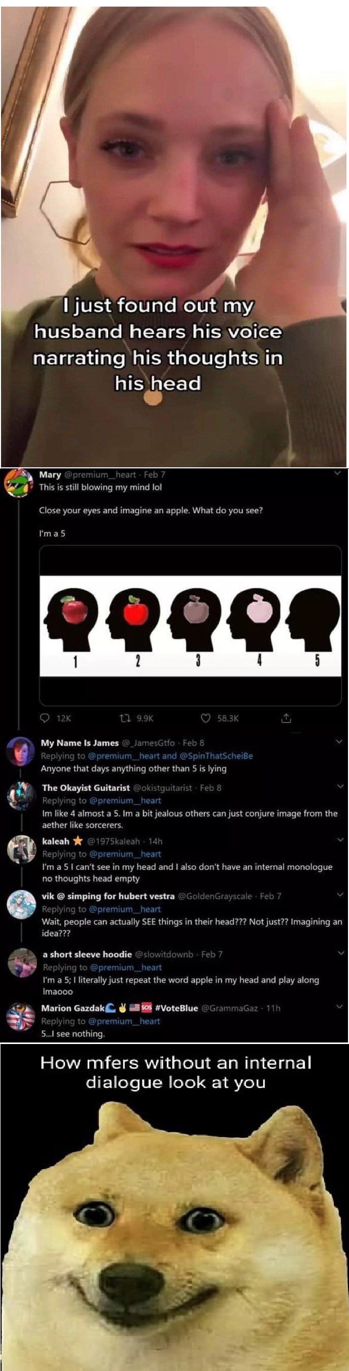 Is it true that some people are not able to hear their thoughts and see images in their heads? I ...