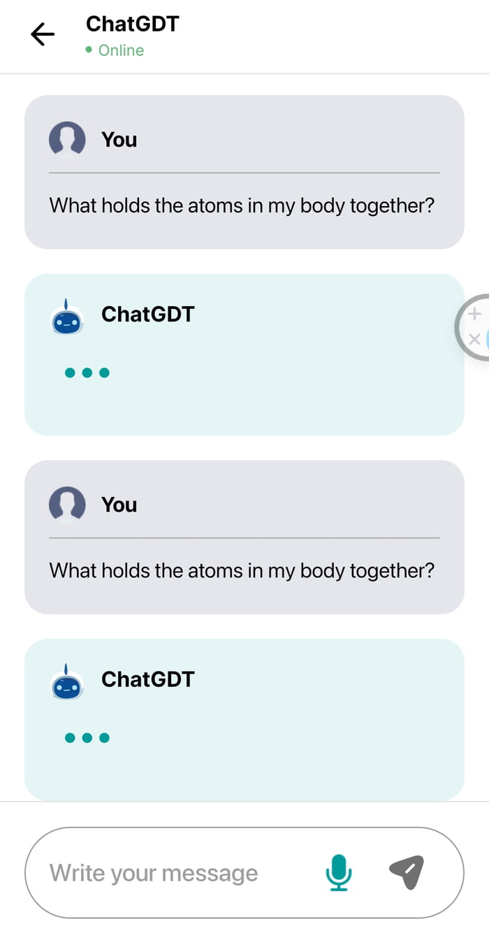 Apparently, when you ask chatGDT this question it has no answer. It's been thinking about it for ...