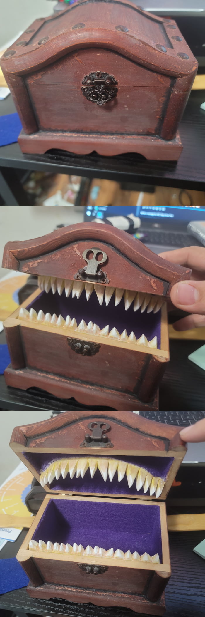 Heard "Mimics" were a thing, so painted and glued this dice box for ...