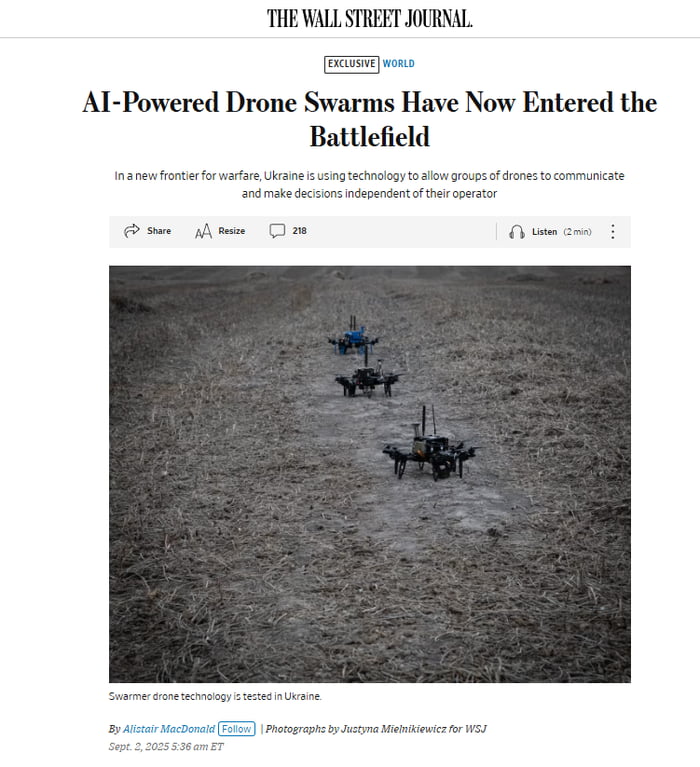 Ukraine has deployed AI-powered drone swarms in combat. These drones can communicate, coordinate ...