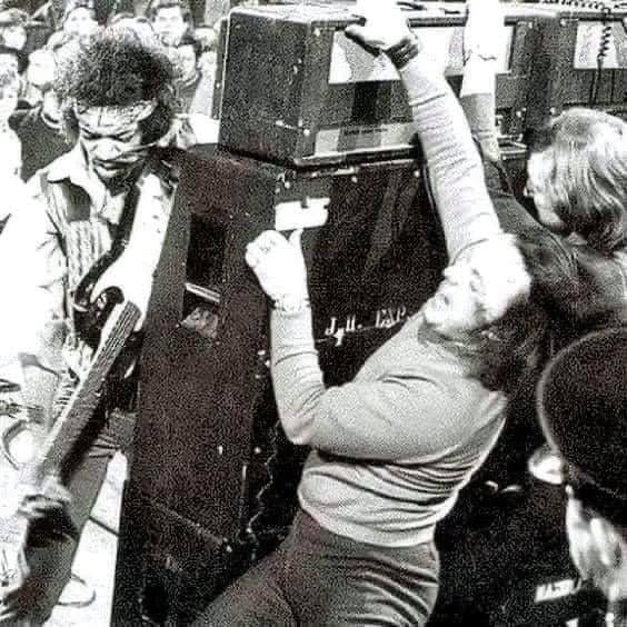 Jimi Hendrix used to ram his guitar into his Marshall stage amps while ...