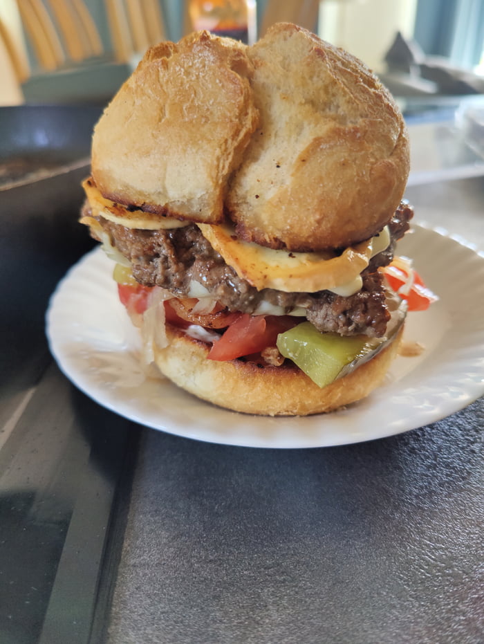 Greetings again from Poland, this is home made bbq burger with grilled ...