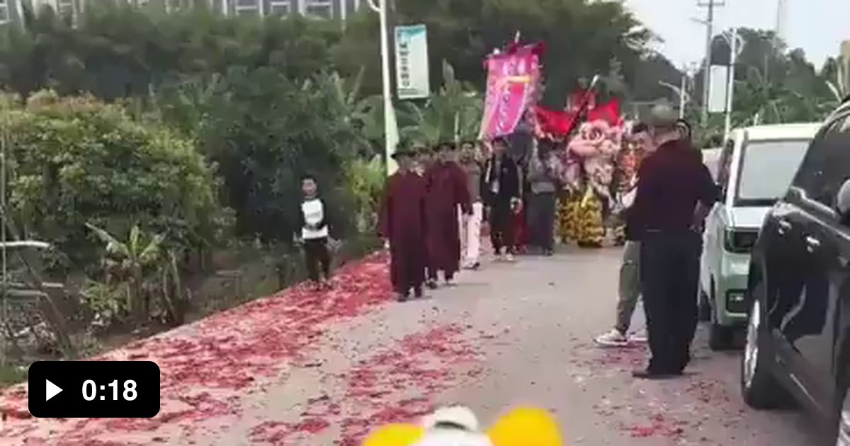 Kid wearing a Chinese dragon outfit meets some elder dragons.. Everyone understood the ...