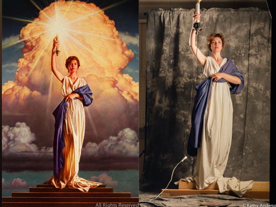 28-year-old Jenny Joseph posing for Columbia Pictures Logo, 1992 - 9GAG
