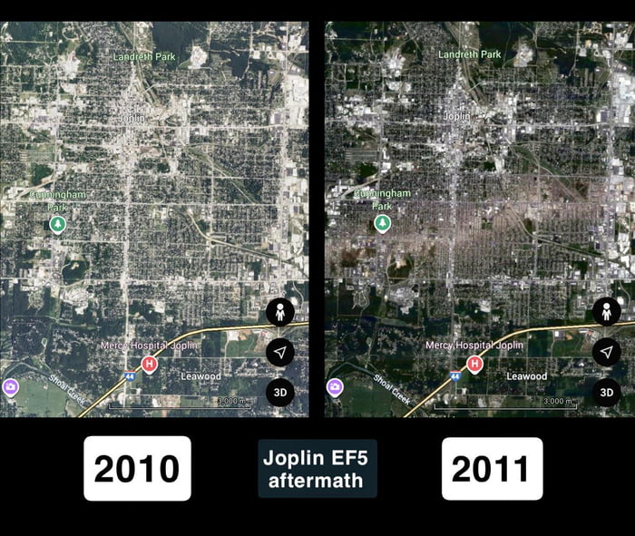 Satellite imagery showing the aftermath of the devastating EF5 tornado ...