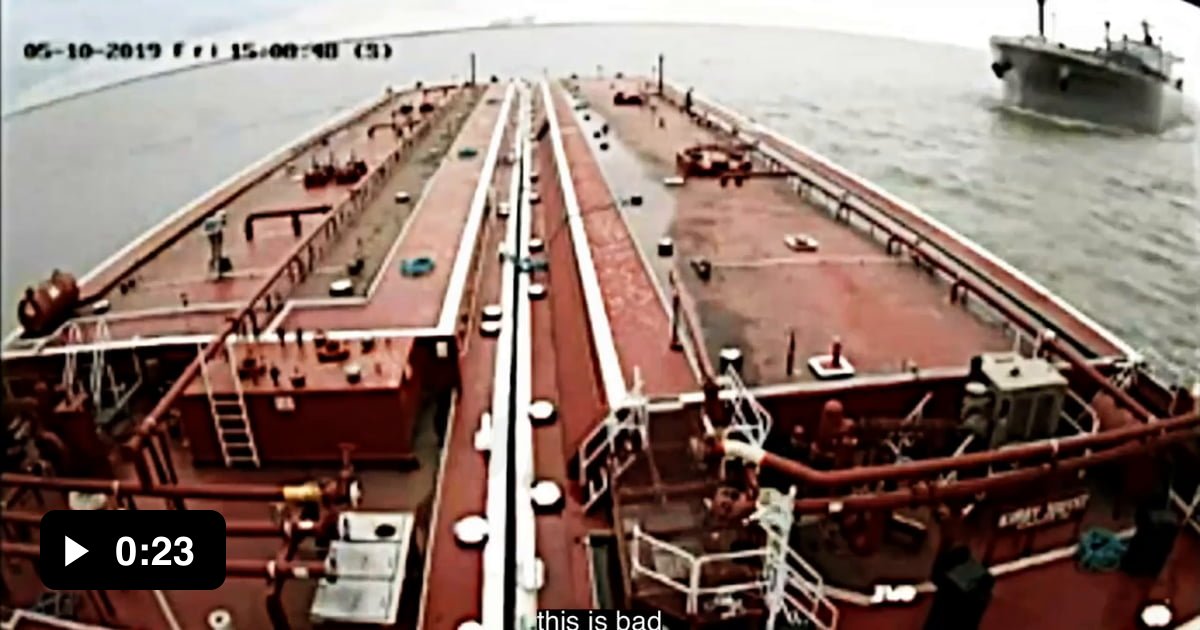 Tanker Genesis River destroys a barge and capsizes another - 9GAG