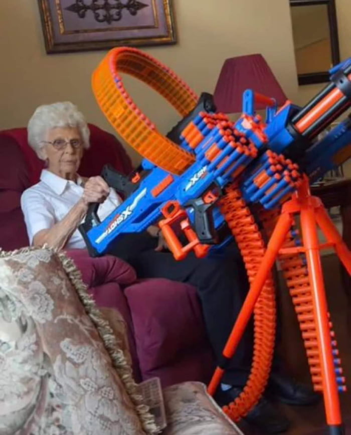 Granny X-Shot - Wielder of 10,000 bullets - 9GAG