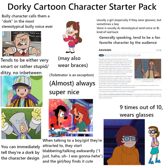 Dorky Cartoon Character Starter Pack - 9GAG
