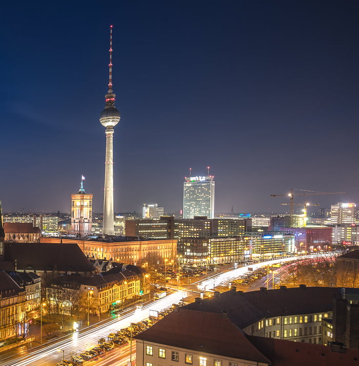 Berlin TV Tower at Night - 9GAG