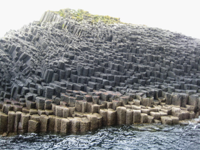 Columnar basalt in Iceland. A structure that forms in rocks that ...
