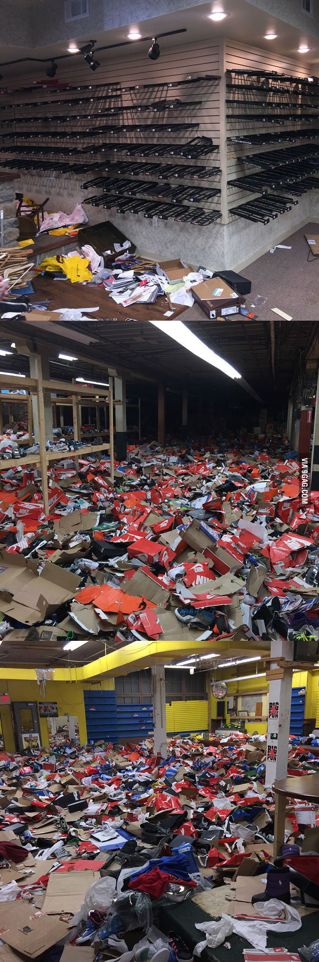 What a Nike Jordan warehouse looked like after it was looted during the ...