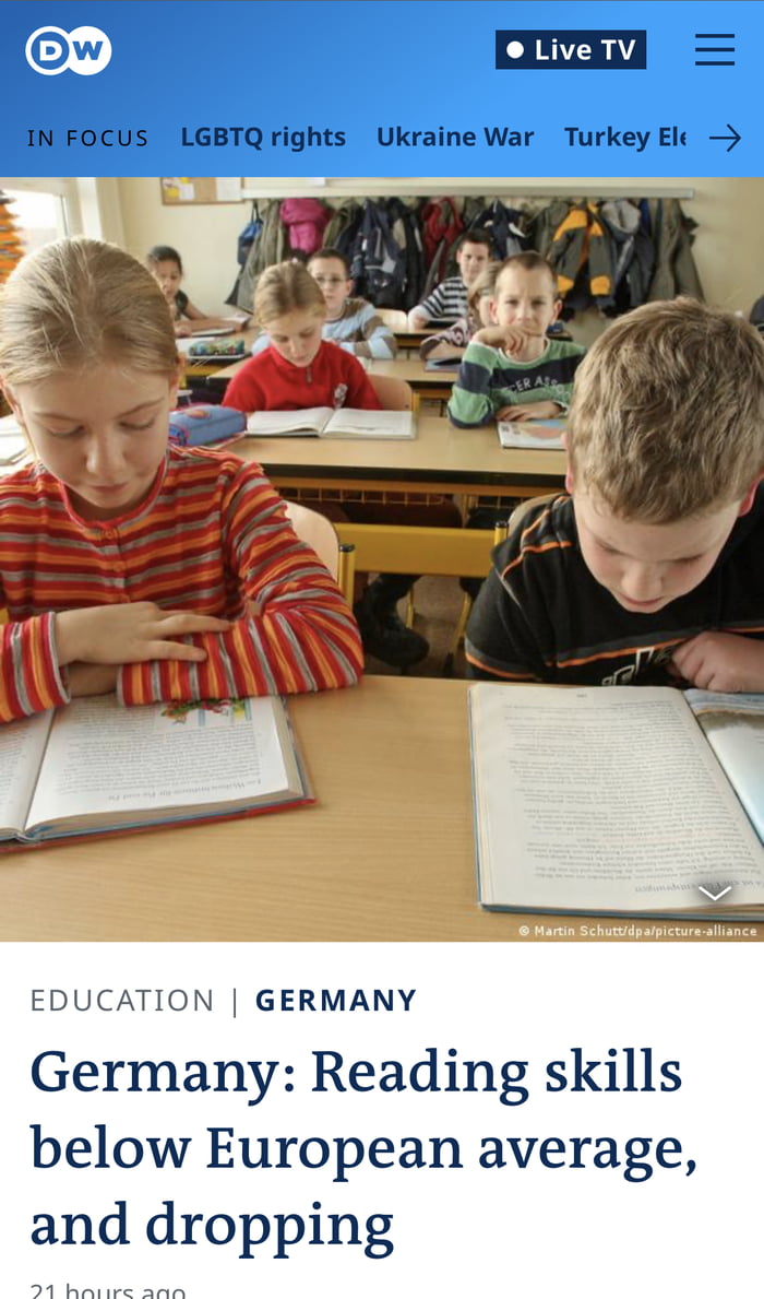 One in four fourth graders can't read properly in Germany. - 9GAG
