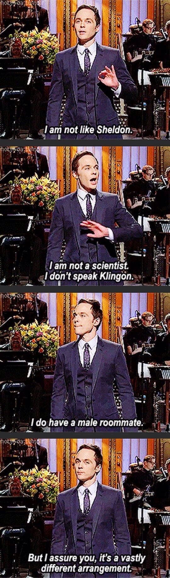 Jim parsons is nothing like Sheldon cooper - 9GAG