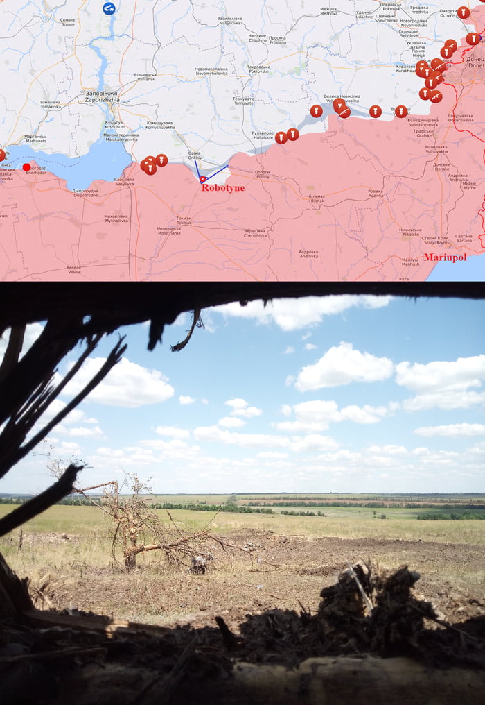 Robotyne. Russian trenches captured by Ukrainians. The view in ideal ...