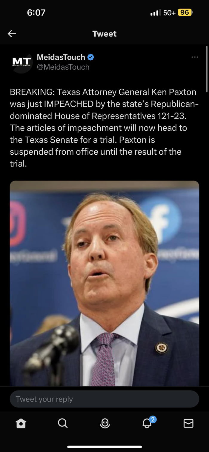 KEN PAXTON IMPEACHED LESSGO - 9GAG