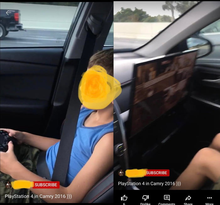 Father of the year has a ps4 setup in his car for his kids. Monitor is in front of the airbags ...