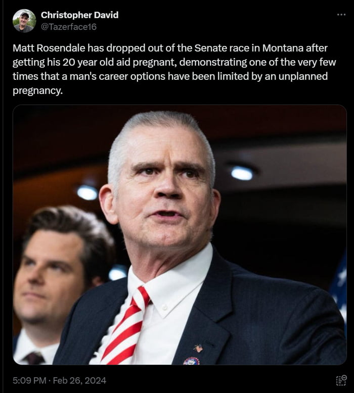 GOP Rep. Matt Rosendale's 20 year old unmarried and pregnant aid is ...