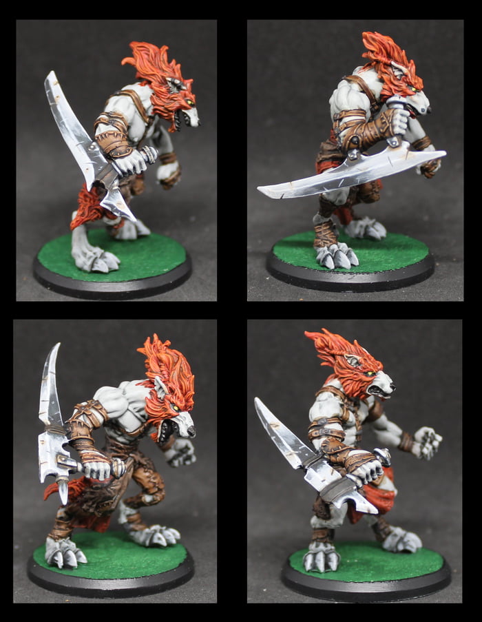 WIP of the first unit of Fangs for a Wolfen army (Confrontation). Only ...