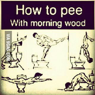 How to pee when u got a stiffy in the morning - 9GAG