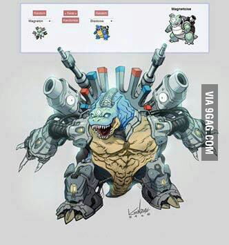 Pokemon combination: Blastoise and magneton. screwed. x_x - 9GAG