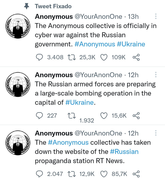 Amid the conflict in Ukraine, the hacker group Anonymous has declared ...