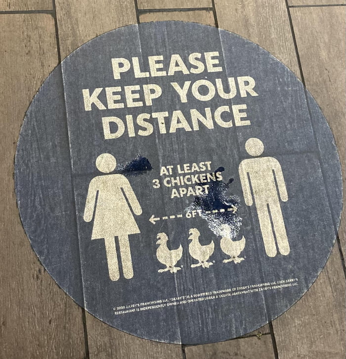 Social distancing sign at a fast food chicken place. - 9GAG