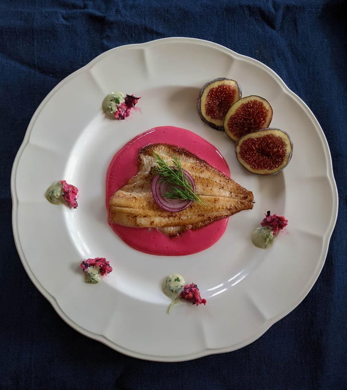 Decided to try to get fancy with a fried fish filet and some cranberry ...