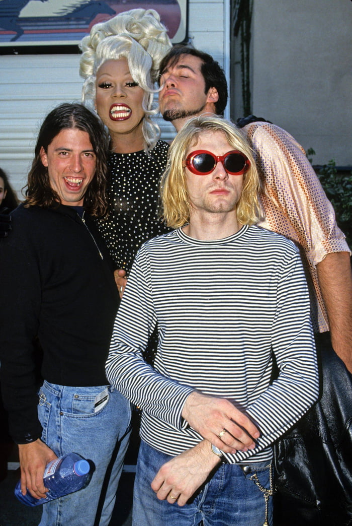 RuPaul meets Nirvana's Kurt Cobain, Dave Grohl, Krist Novoselic ...