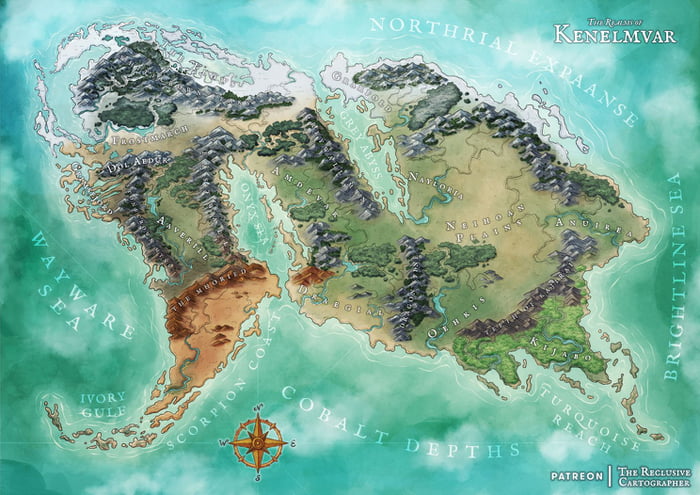 New homebrew DnD world map I'm nearly finished drawing. Enjoy! - 9GAG