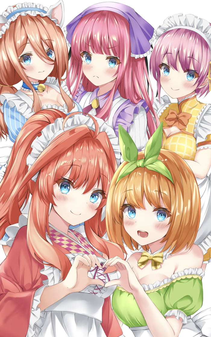 "Maid Café" Miku, Nino, Ichika, Itsuki & Yotsuba - 9GAG