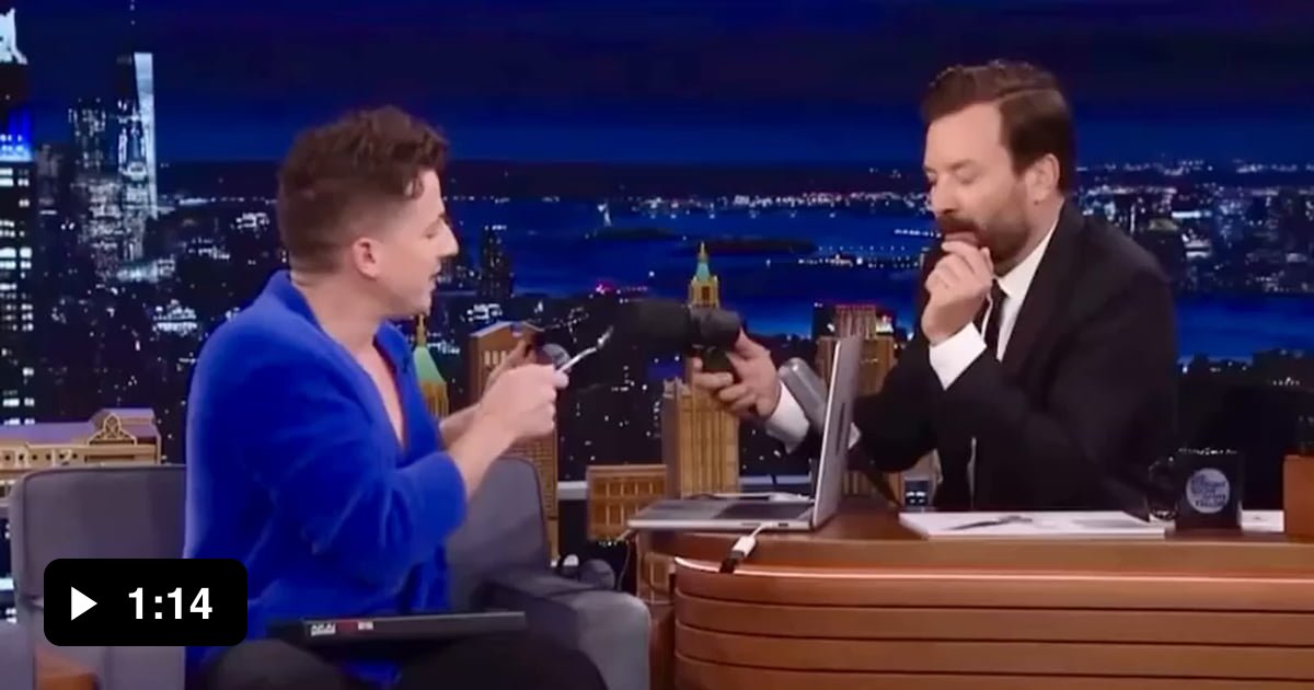 Charlie Puth making music from Jimmy Fallon’s mug - 9GAG