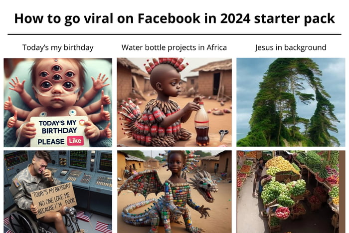 How to go viral on Facebook in 2024 starter pack - 9GAG