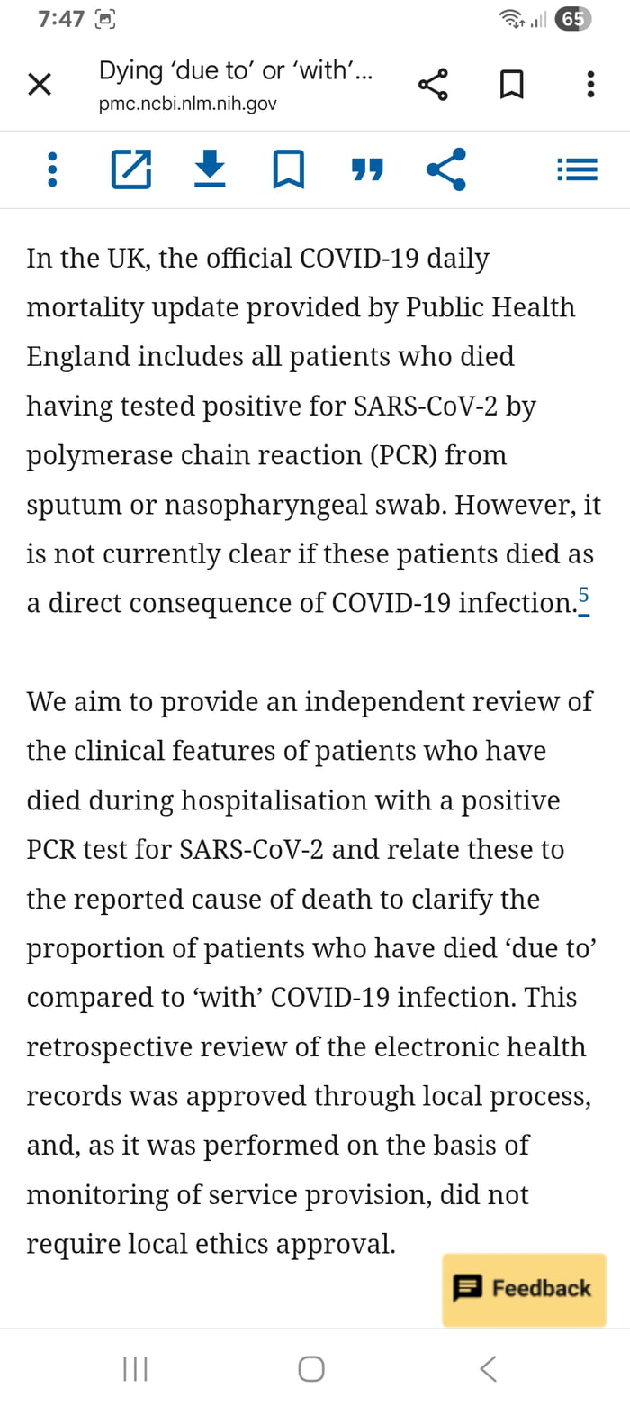 Died from covid or with a positive test result, from other causes. 87 ...