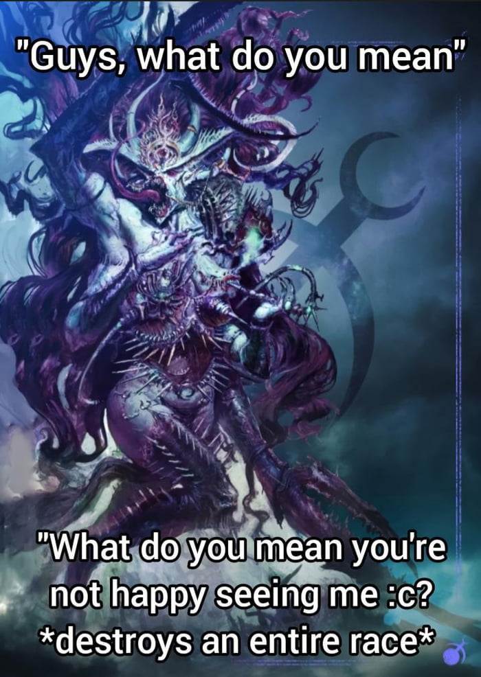 As a curious lore fact: apparently the reason why Slaanesh destroyed the Eldar empire... was ...