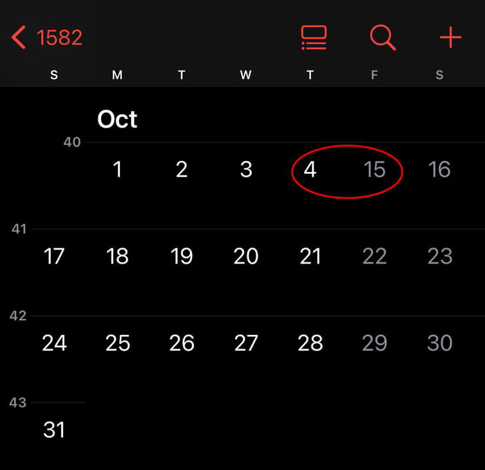 Calander jump October 1582 - 9GAG