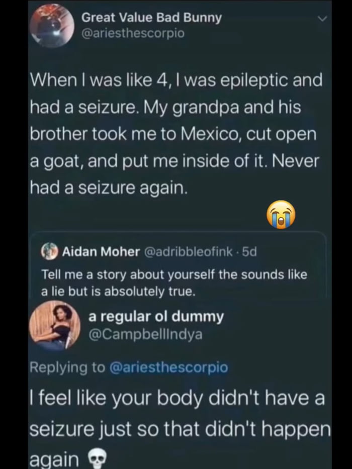 That is one way to cure a seizure, I guess. The reply is perfect. - 9GAG