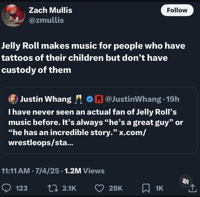 The Jelly Roll fan base has been accurately described. - 9GAG