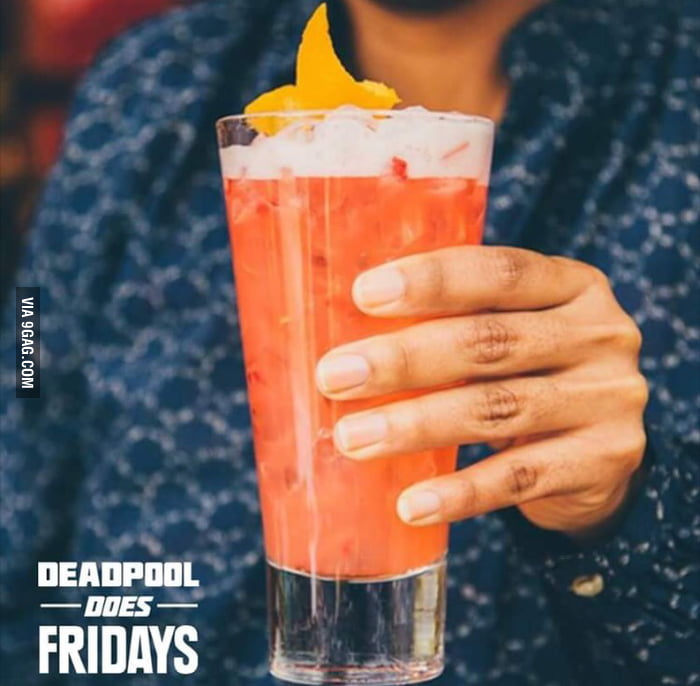 TGI Fridays now serves Deadpool inspired drinks. - 9GAG