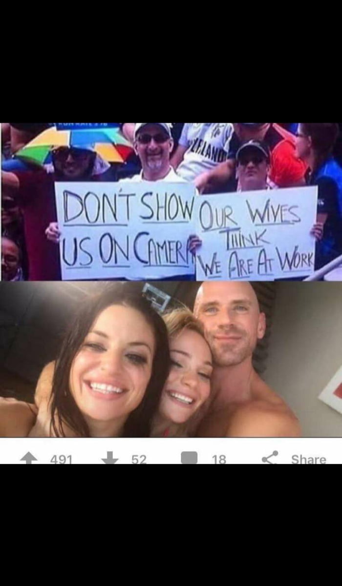 DONT SHOW OUR WIVES US ON CAMERA WE ARE AT WORK, or DONT SHOW US ON CAMERA OUR WIVES THINK WE ...