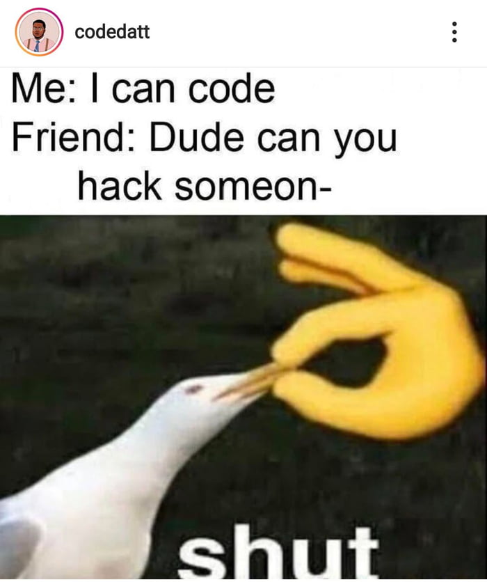 Mission of the coders is to write the code not to hack - 9GAG