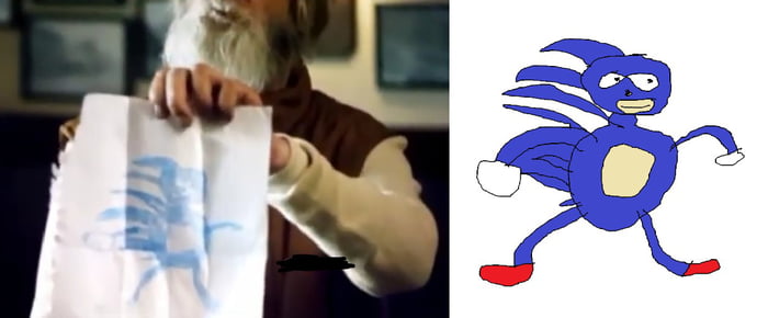 In the Sonic movie (2020), the crazy theorist made a poorly drawed sketch of Sonic. This drawing ...