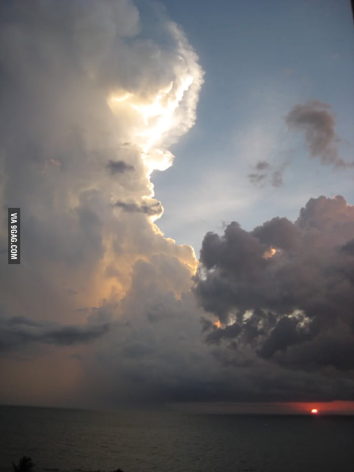 Good vs. Evil in the evening sky - 9GAG